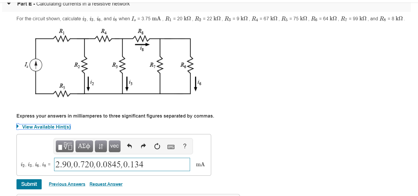 Solved For the circuit shown, calculate i2i2, i3i3, | Chegg.com