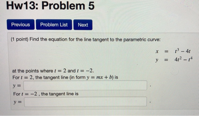 Solved Hw13: Problem 4 Previous Problem ListNext (1 point) | Chegg.com