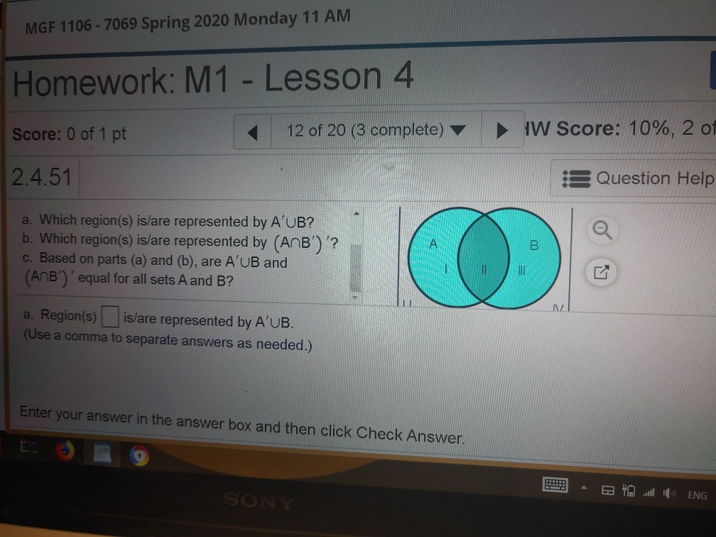 Solved MGF 1106 - 7069 Spring 2020 Monday 11 AM Homework: M1 | Chegg.com