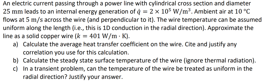 Solved An electric current passing through a power line with | Chegg.com