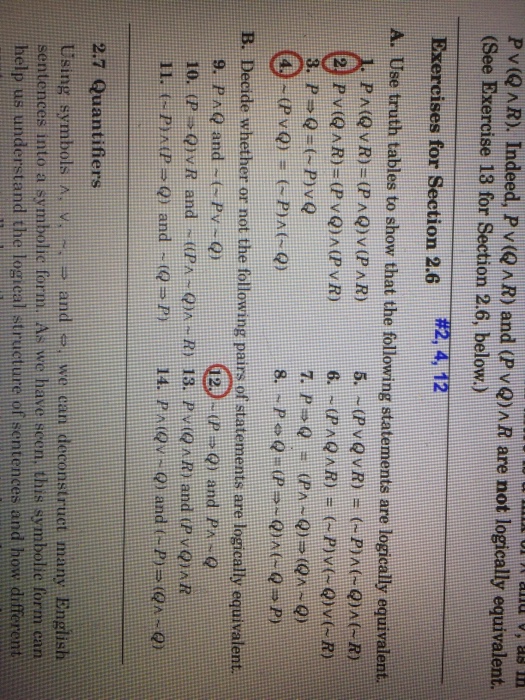 Solved P v (Q ^ R). Indeed, P v (Q Λ R) and (P v Q) ^ R are | Chegg.com