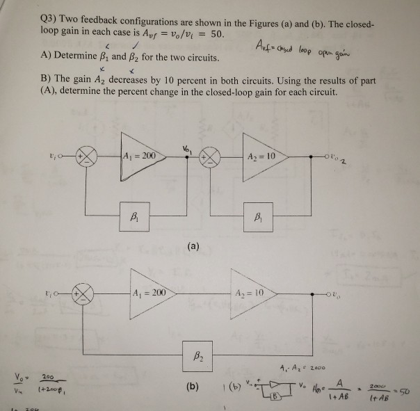 Solved Q3) Two feedback configurations are shown in the | Chegg.com