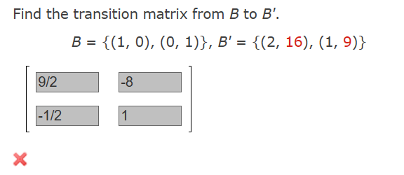 Solved Find the transition matrix from B to B′. | Chegg.com