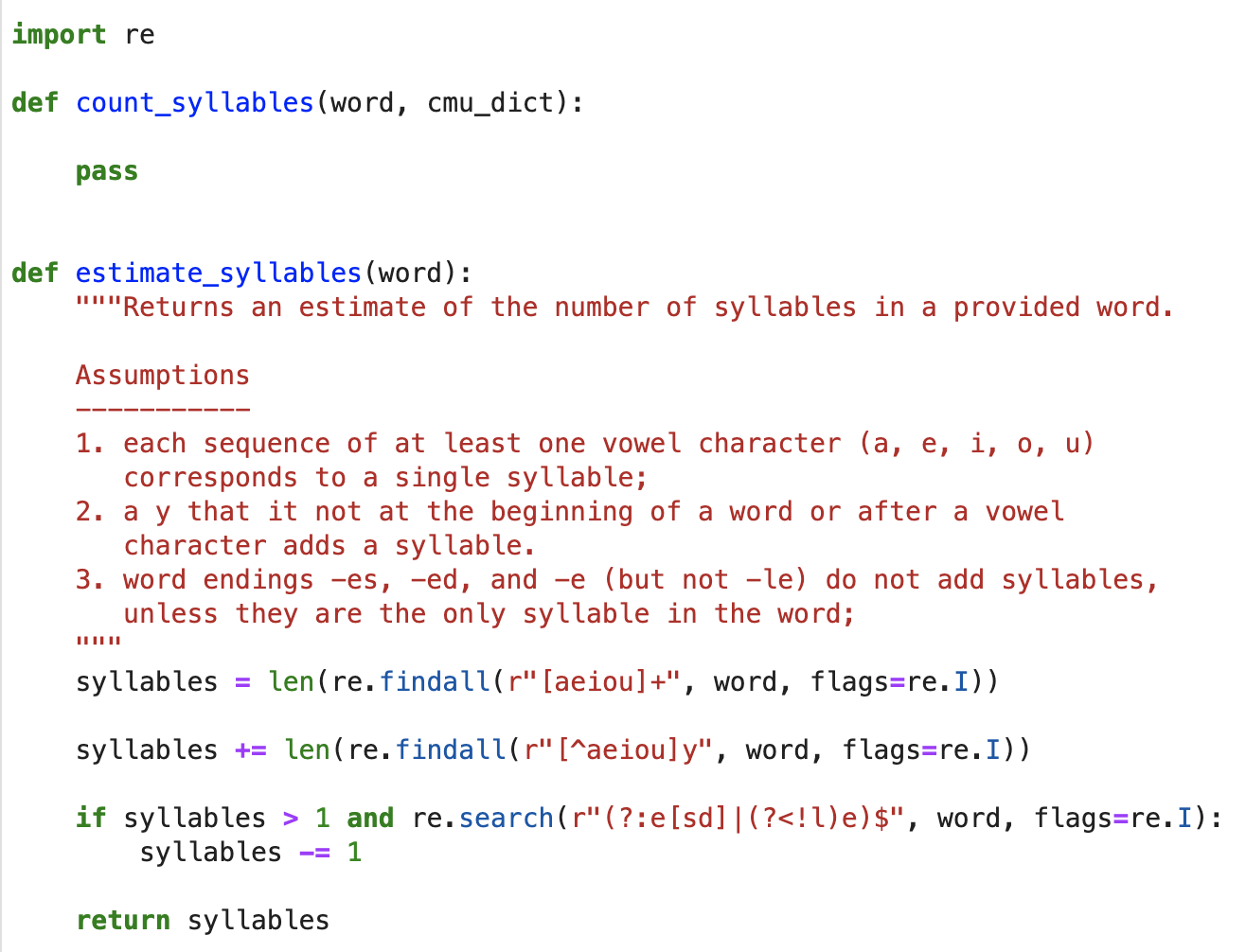 Solved Please help me finish the function | Chegg.com