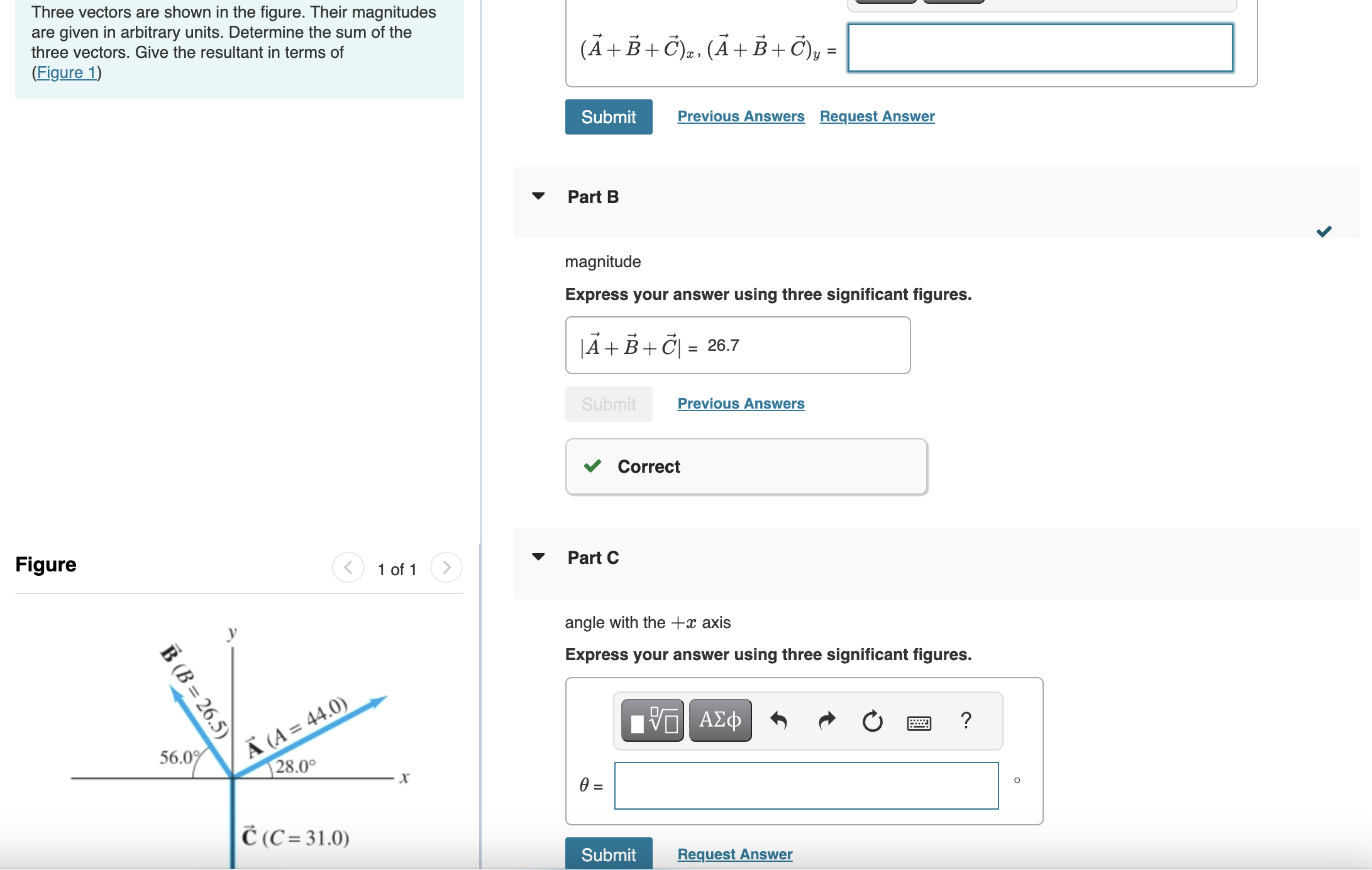 Solved Three vectors are shown in the figure. Their | Chegg.com