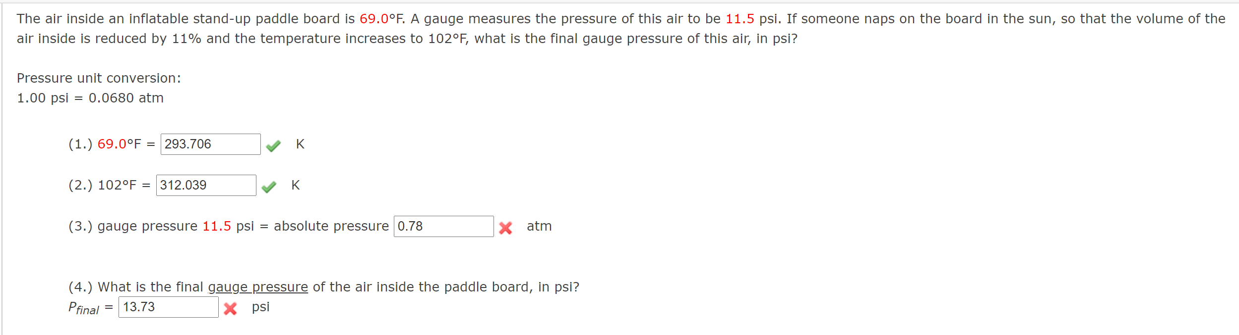 Solved The air inside an inflatable stand-up paddle board is | Chegg.com