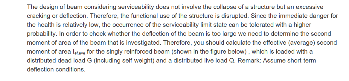 Solved The design of beam considering serviceability does | Chegg.com