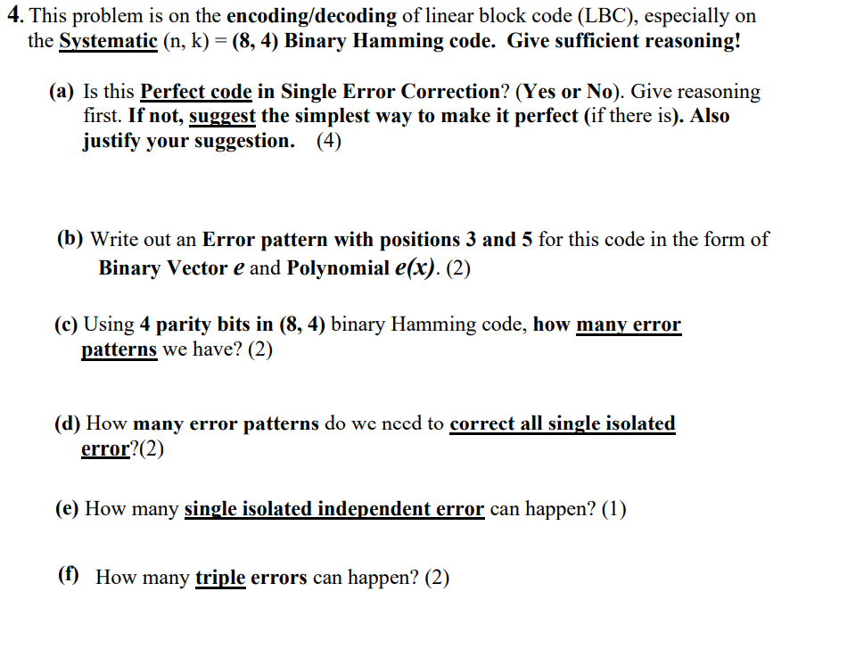 4. This problem is on the encoding/decoding of linear | Chegg.com