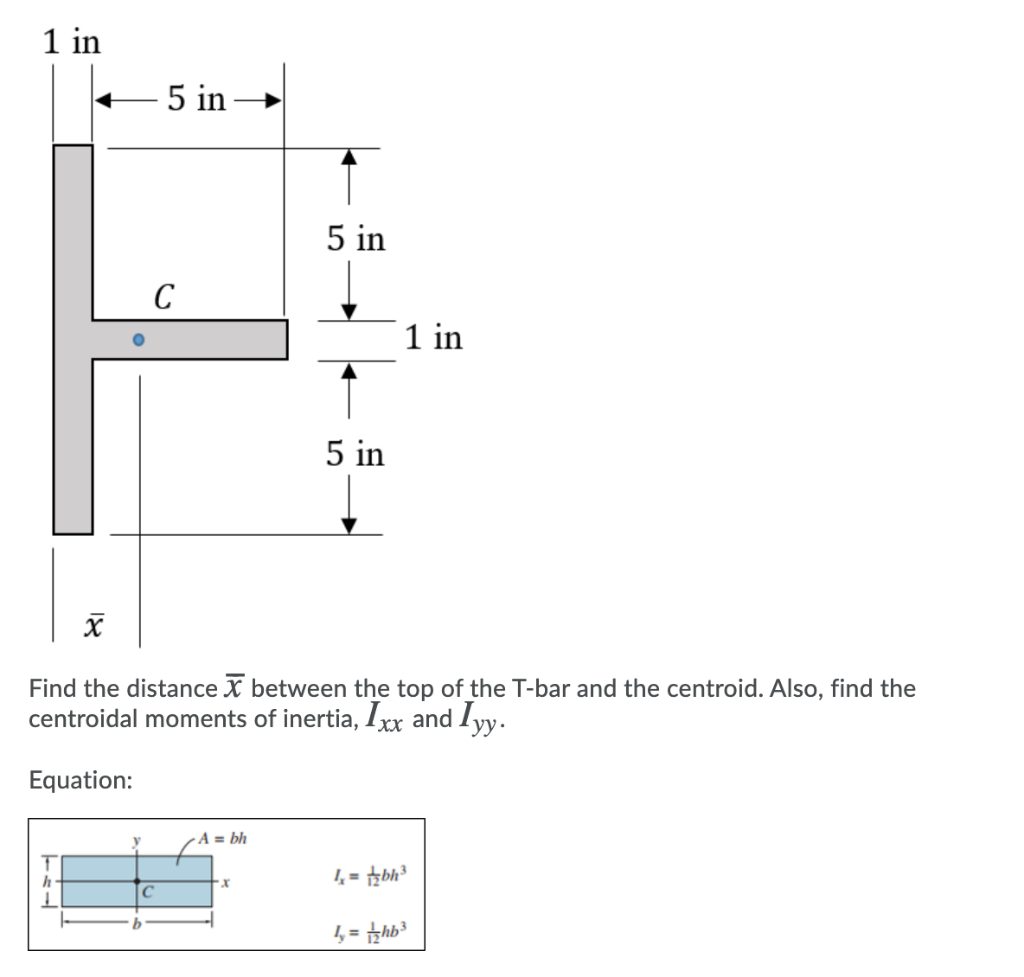 Solved 1 in - 5 in 5 in С 1 in 5 in X Find the distance ł | Chegg.com