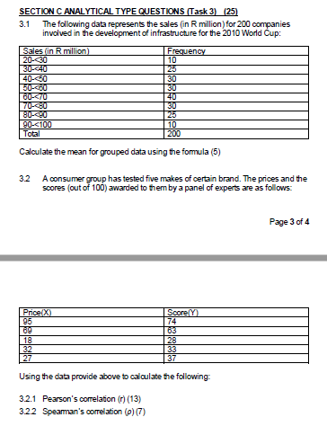 Solved SECTION C ANALYTICAL TYPE QUESTIONS (Task 3) (25) 3.1 | Chegg.com