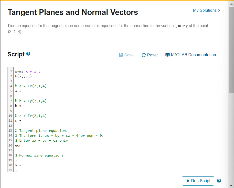 Solved Tangent Planes and Normal Vectors My Solutions Find | Chegg.com