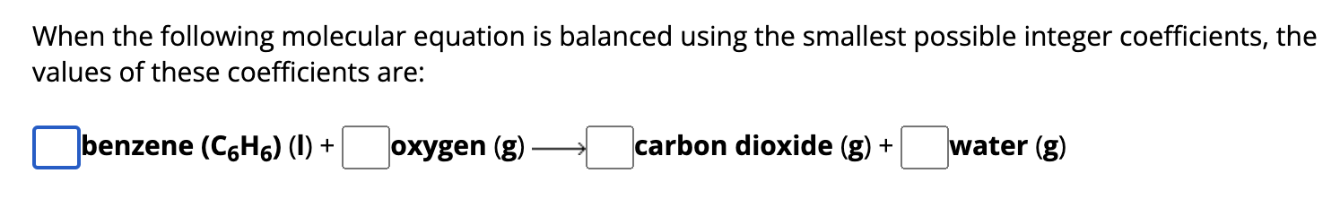 Solved When the following molecular equation is balanced | Chegg.com