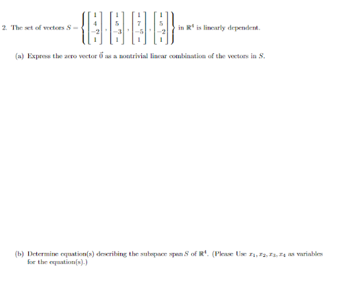 Solved The set of vectors | Chegg.com