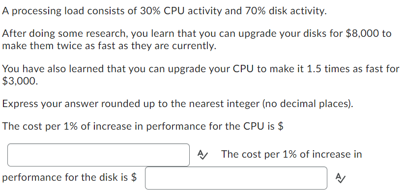 Solved A processing load consists of 30% CPU activity and | Chegg.com