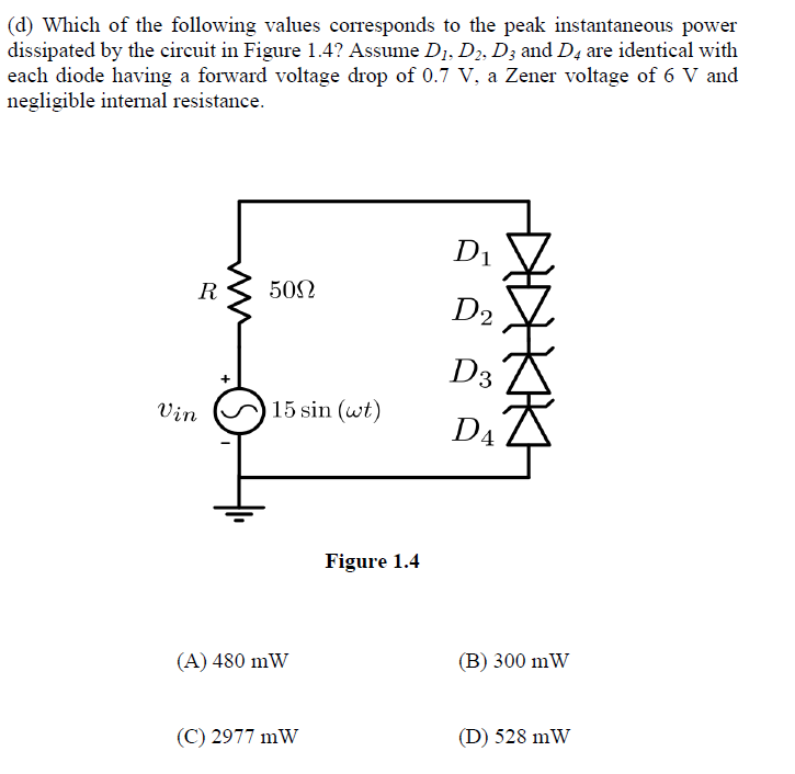 Solved (d) Which of the following values corresponds to the | Chegg.com