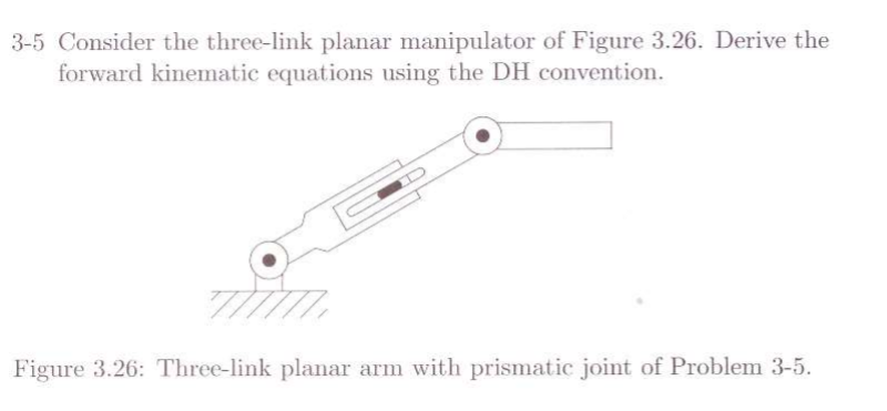 Solved 3-5 Consider the three-link planar manipulator of | Chegg.com