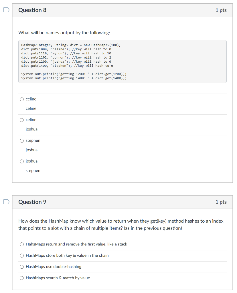 Solved Question 8 1 pts What will be names output by the | Chegg.com