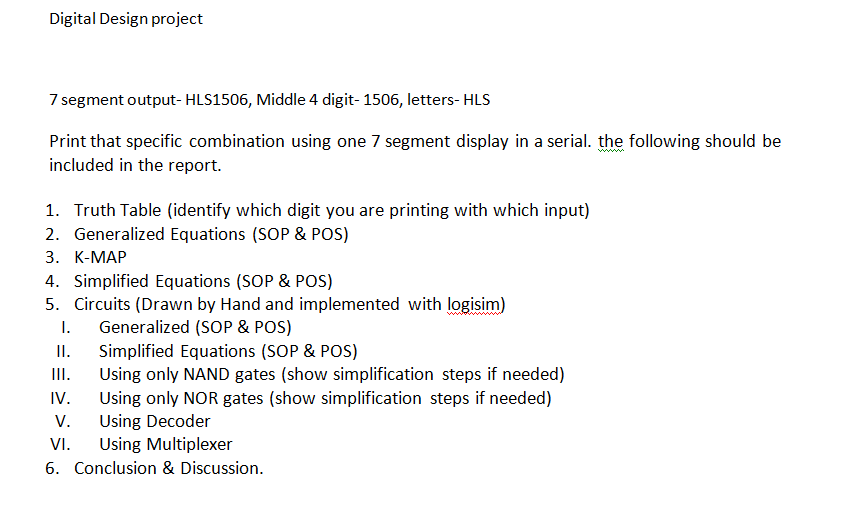 Solved Digital Design Project 7 Segment Output Hls1506 