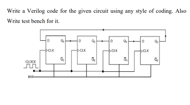 Solved Write a Verilog code for the given circuit using any | Chegg.com