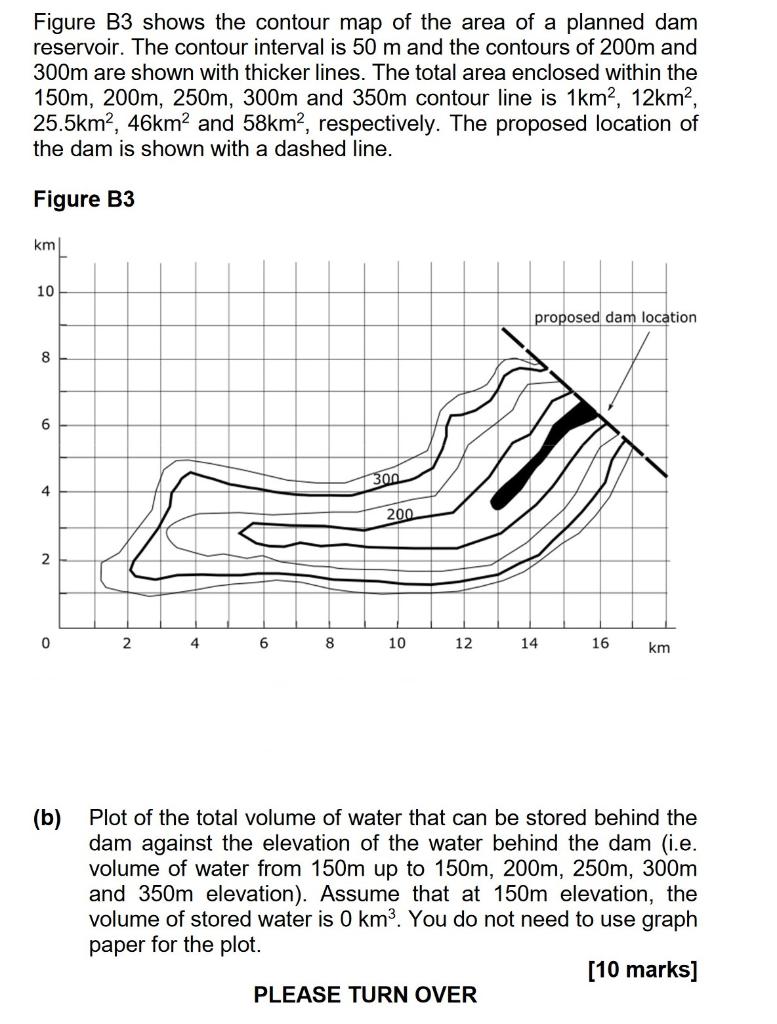 Solved Figure B3 shows the contour map of the area of a | Chegg.com