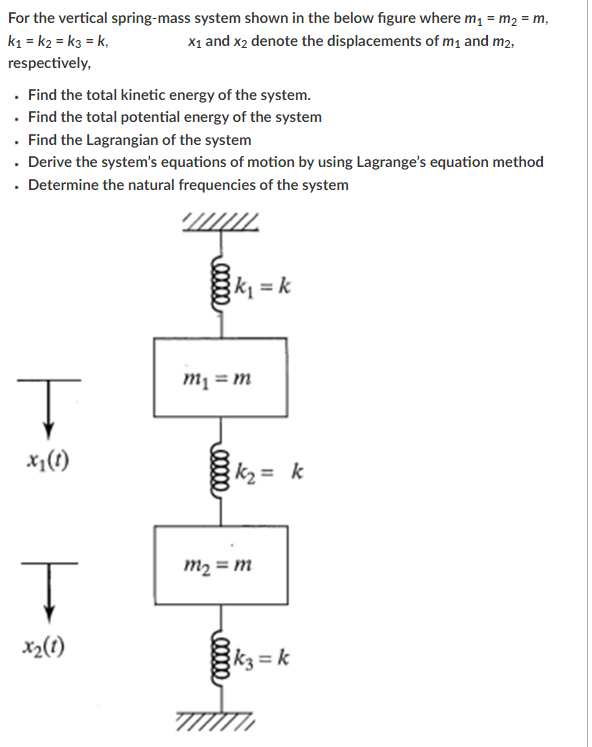 Solved For the vertical spring-mass system shown in the | Chegg.com