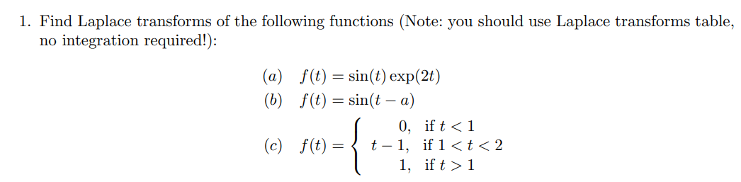 Solved Find Laplace transforms of the following functions | Chegg.com