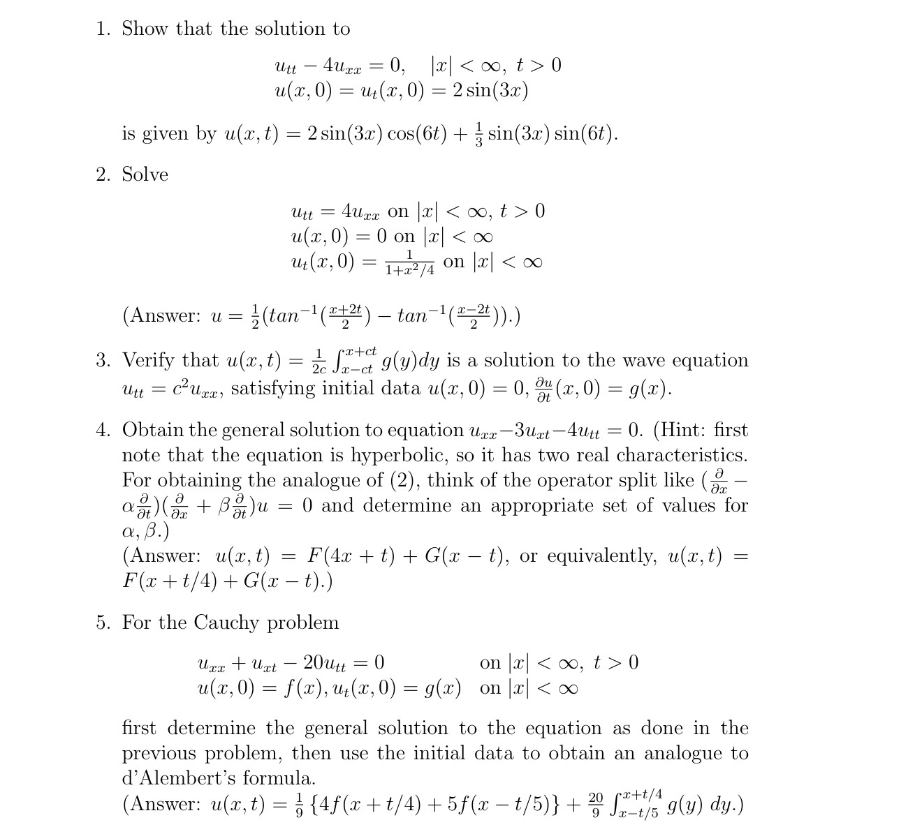 Solved Usind d'alembert solution Show that the solution | Chegg.com