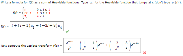 Solved Write a formula for f(t) as a sum of Heaviside | Chegg.com
