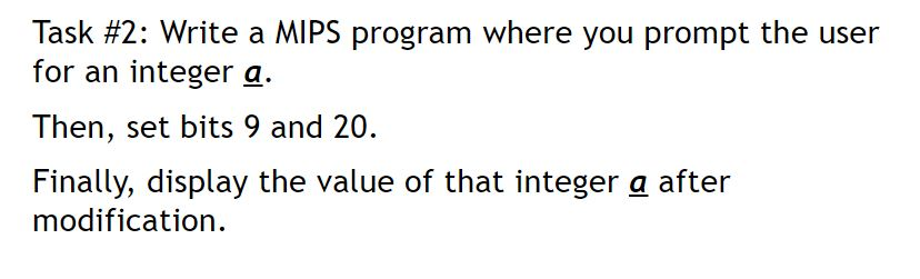 Solved Task #2: Write a MIPS program where you prompt the | Chegg.com
