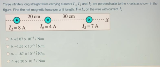 Solved Three infinitely long straight wires carrying | Chegg.com