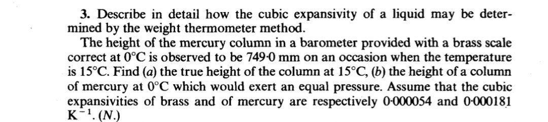 Solved 3. Describe in detail how the cubic expansivity of a | Chegg.com