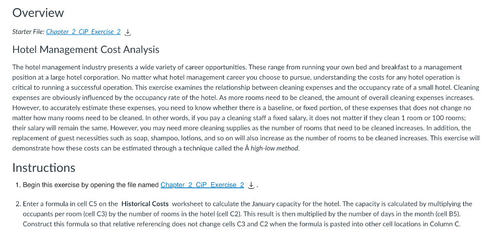 Hotel Management Cost Analysis position at a large | Chegg.com