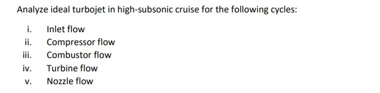 Solved Analyze ideal turbojet in high-subsonic cruise for | Chegg.com