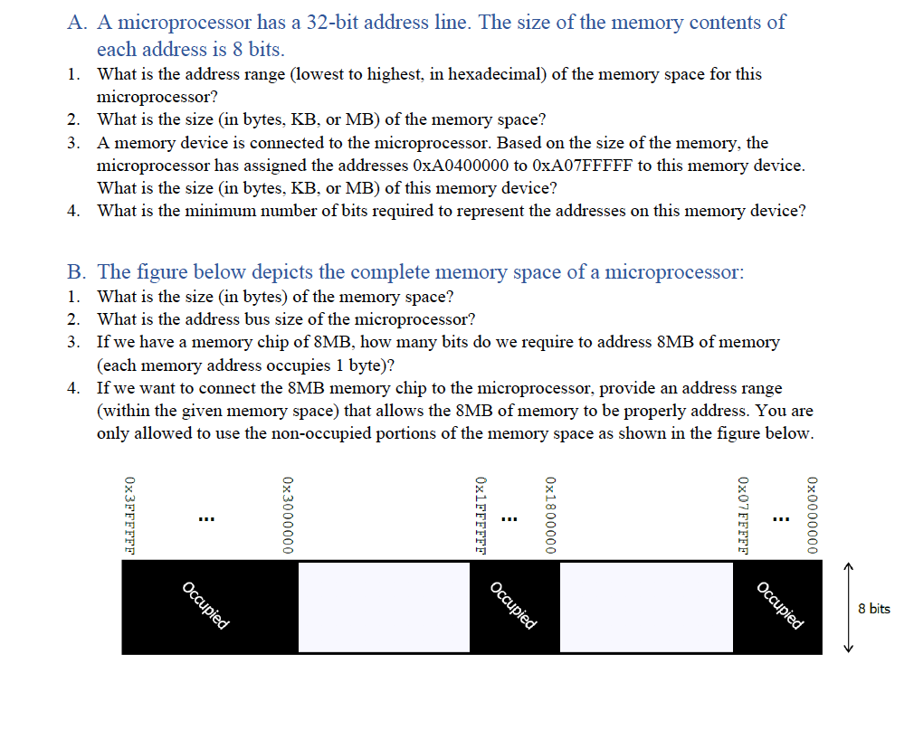Solved A. A Microprocessor Has A 32-bit Address Line. The