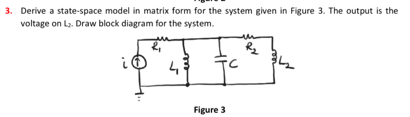 Solved 3. Derive a state-space model in matrix form for the | Chegg.com