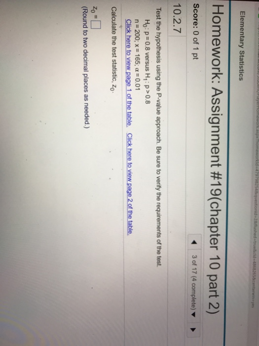 Solved Elementary Statistics Homework: Assignment | Chegg.com