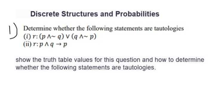 Solved Discrete Structures and Probabilities Determine | Chegg.com
