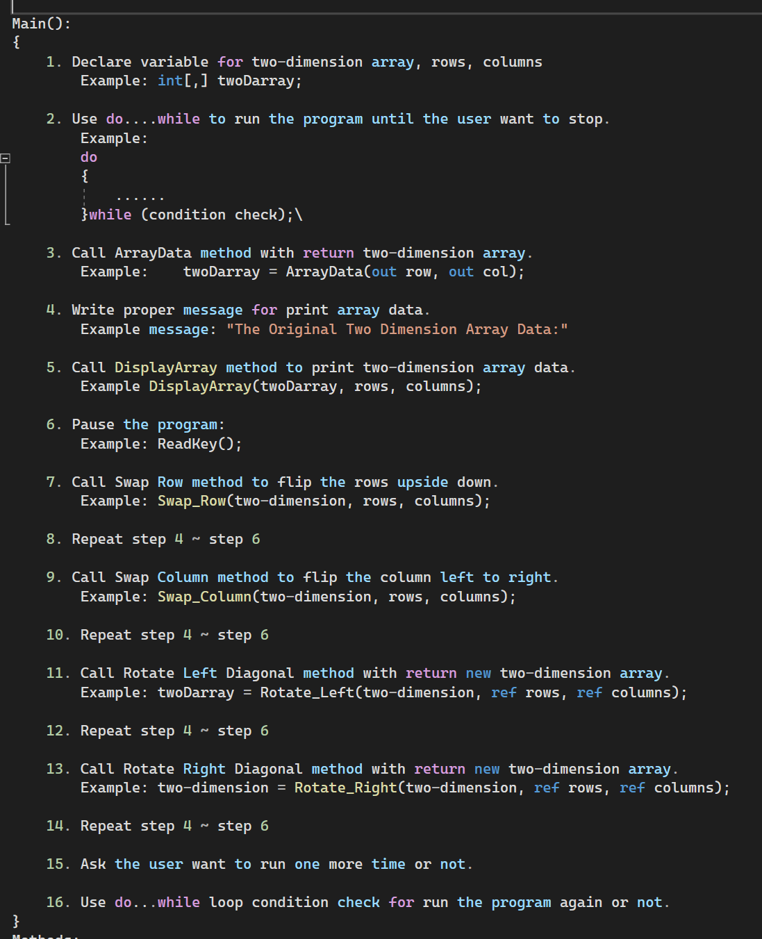 Solved Assignment 3 2d Array Manipulation Console Program 