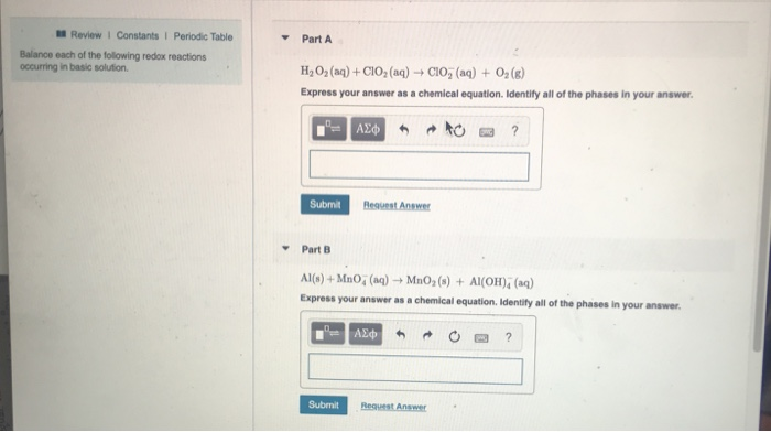 Solved Review i Constants l Periodic Table PartA Balance | Chegg.com
