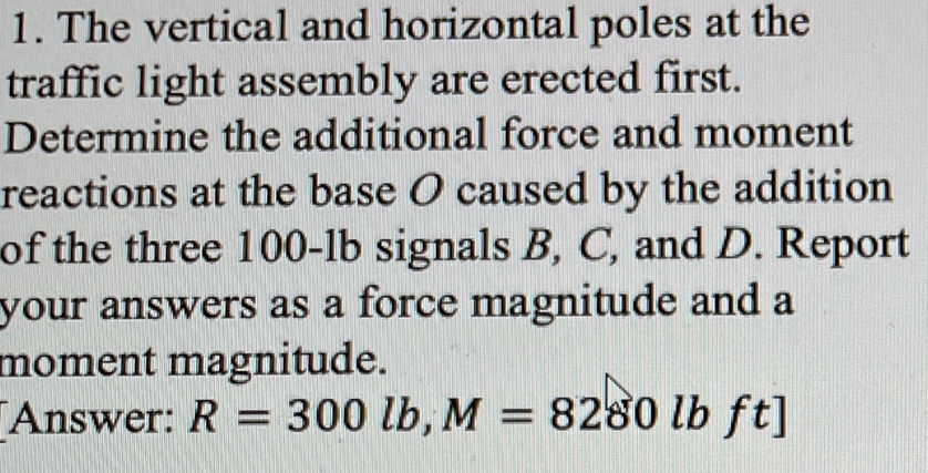Solved 1. The vertical and horizontal poles at the traffic | Chegg.com