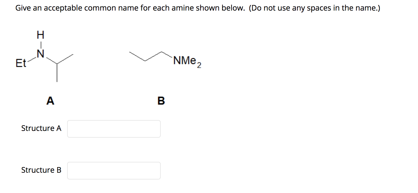Solved Give an acceptable common name for each amine shown | Chegg.com