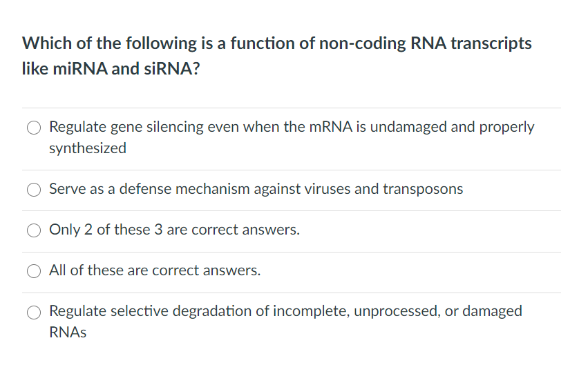 Solved Which of the following is a function of non-coding | Chegg.com