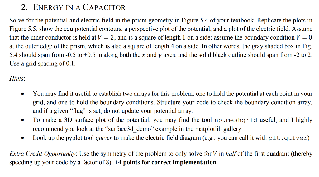 2. ENERGY IN A CAPACITOR Solve for the potential and | Chegg.com
