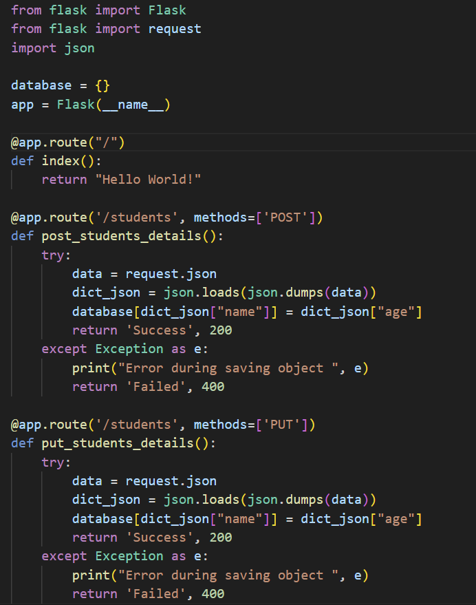 Solved When working with http://localhost:5000/students in | Chegg.com