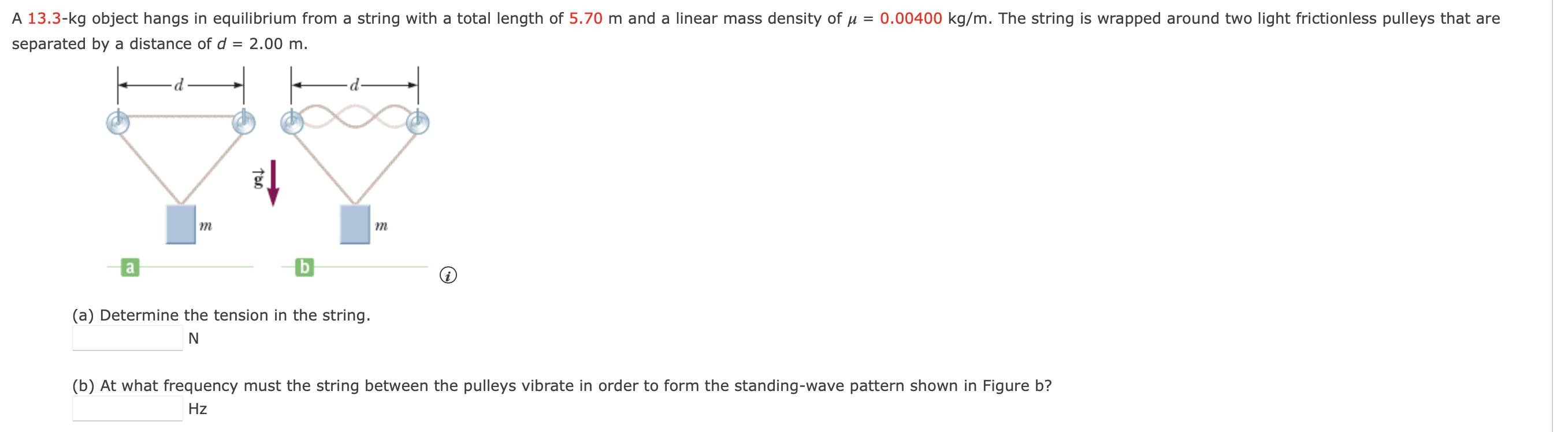 Solved A 13.3-kg object hangs in equilibrium from a string | Chegg.com
