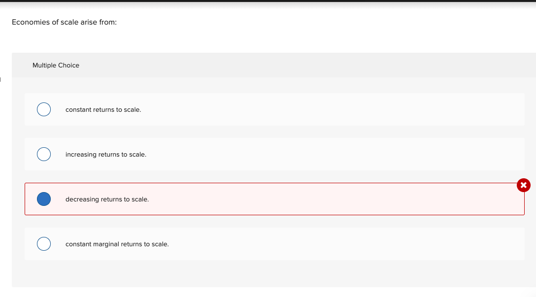 Solved Economies of scale arise from: Multiple Choice | Chegg.com