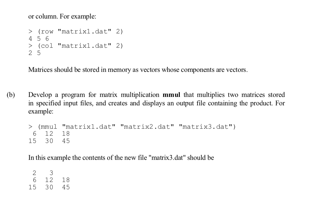6. The files "matrix1.dat" and "matrix2.dat" are | Chegg.com