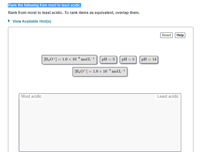 Solved Rank the following from most to least acidic. Rank | Chegg.com
