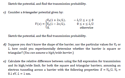 3) Using the WKB approximation, the transmission | Chegg.com