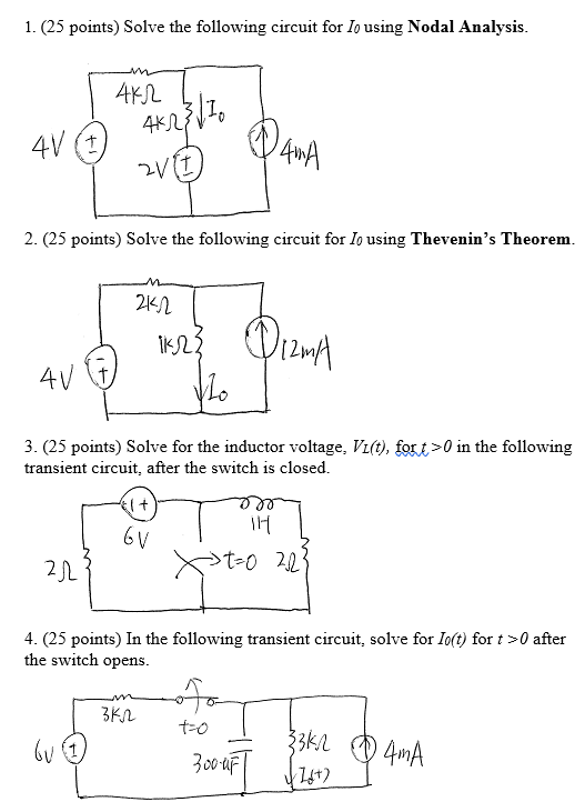 Solved (25 ﻿points) ﻿Solve the following circuit for I0 | Chegg.com